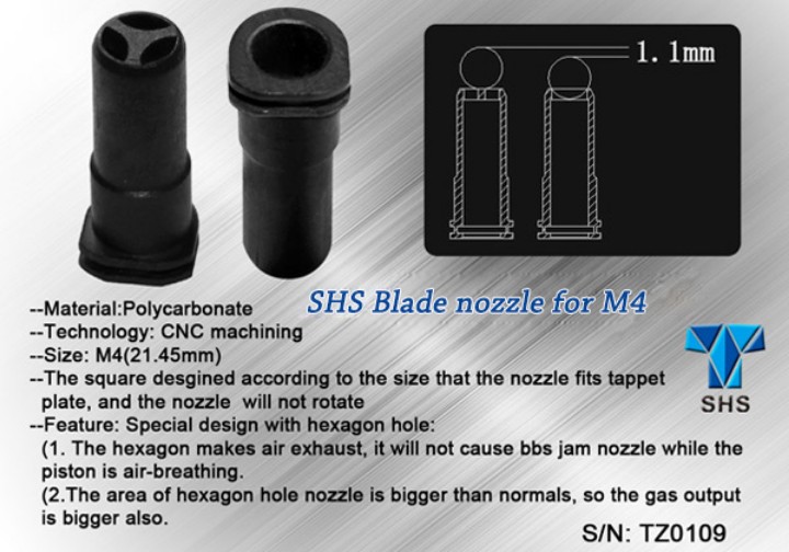 SHS Nozzle blade 21,45mm pour M4 airsoft AEG