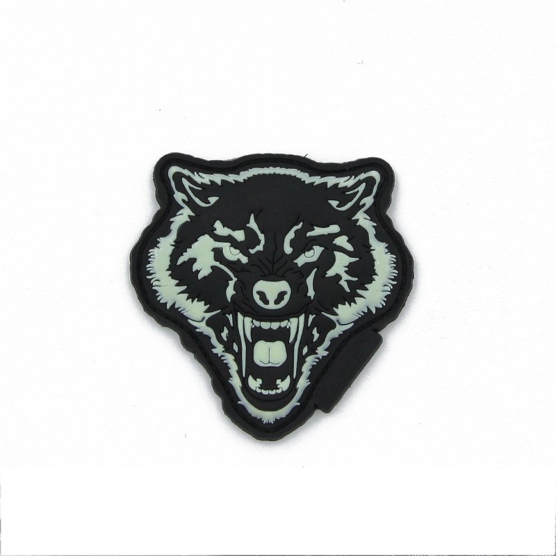 Patch velcro Angry Wolf Head - Phosphorescent
