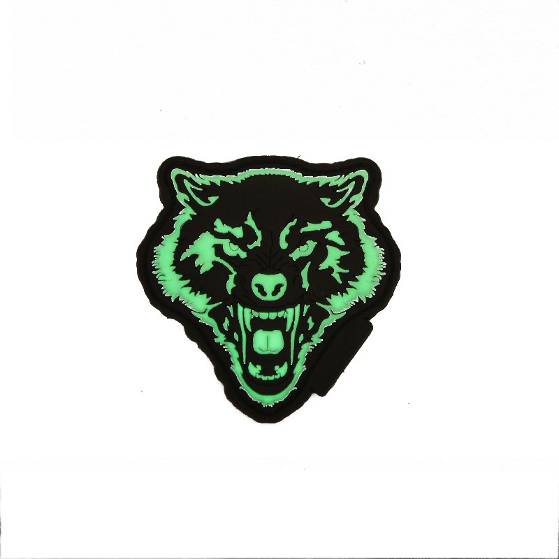Patch velcro Angry Wolf Head - Phosphorescent
