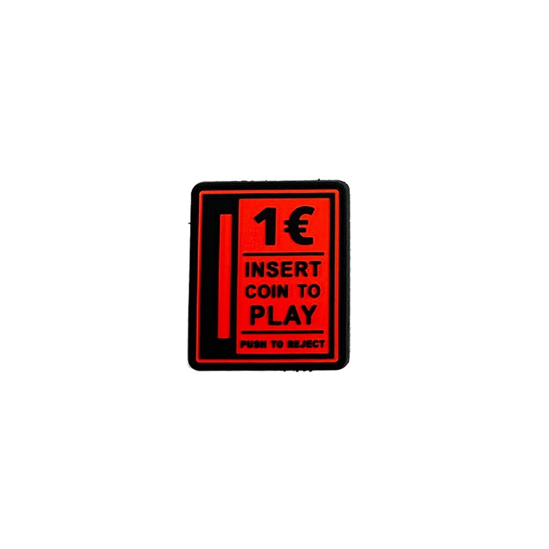 Patch Velcro 1€ Insert Coin To Play - Noir/Rouge