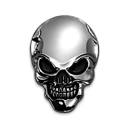 Sticker metal autocollant style Skull - Silver / Red
