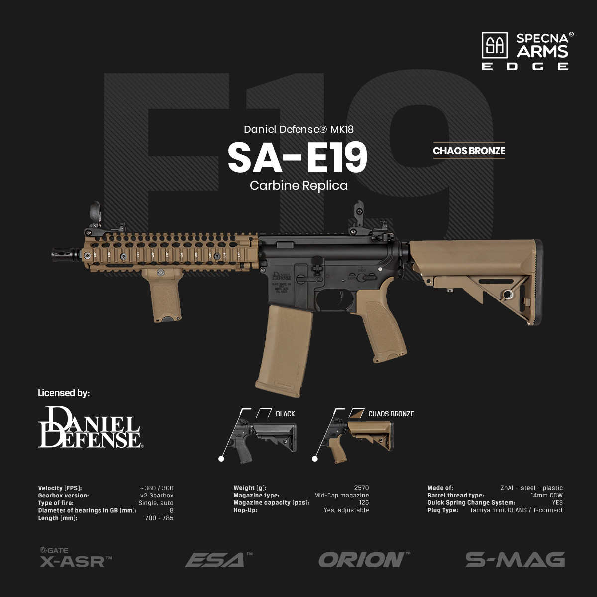 Specna arms SA-E19 EDGE Gate X-ASR Mk18 Daniel Defense - Bronze